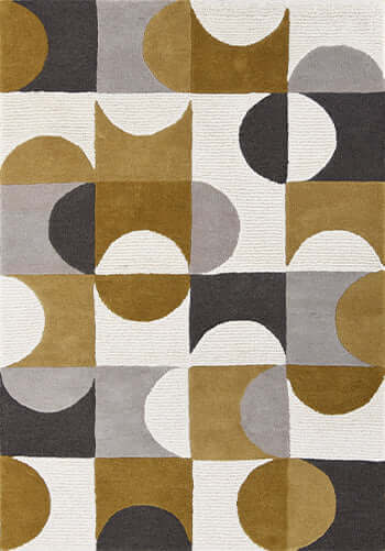 Luxury Crusader Rug - Ochre & Gray Wool Design