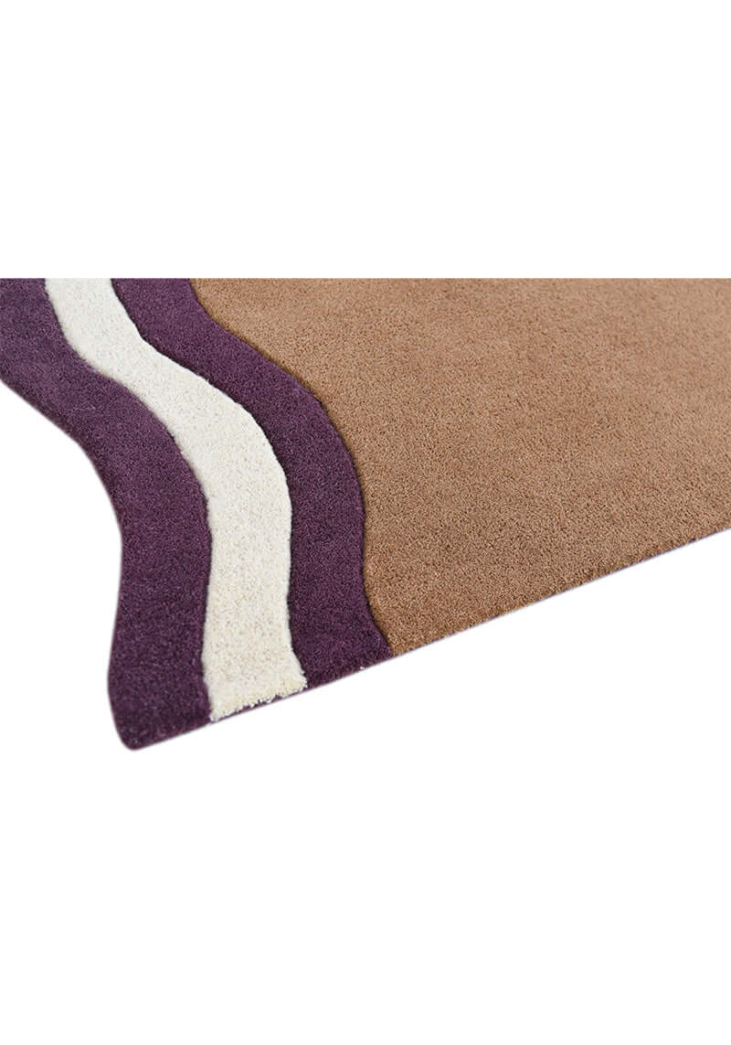 Terra Curve: Elegant Aubergine Wool Rug 5*8ft